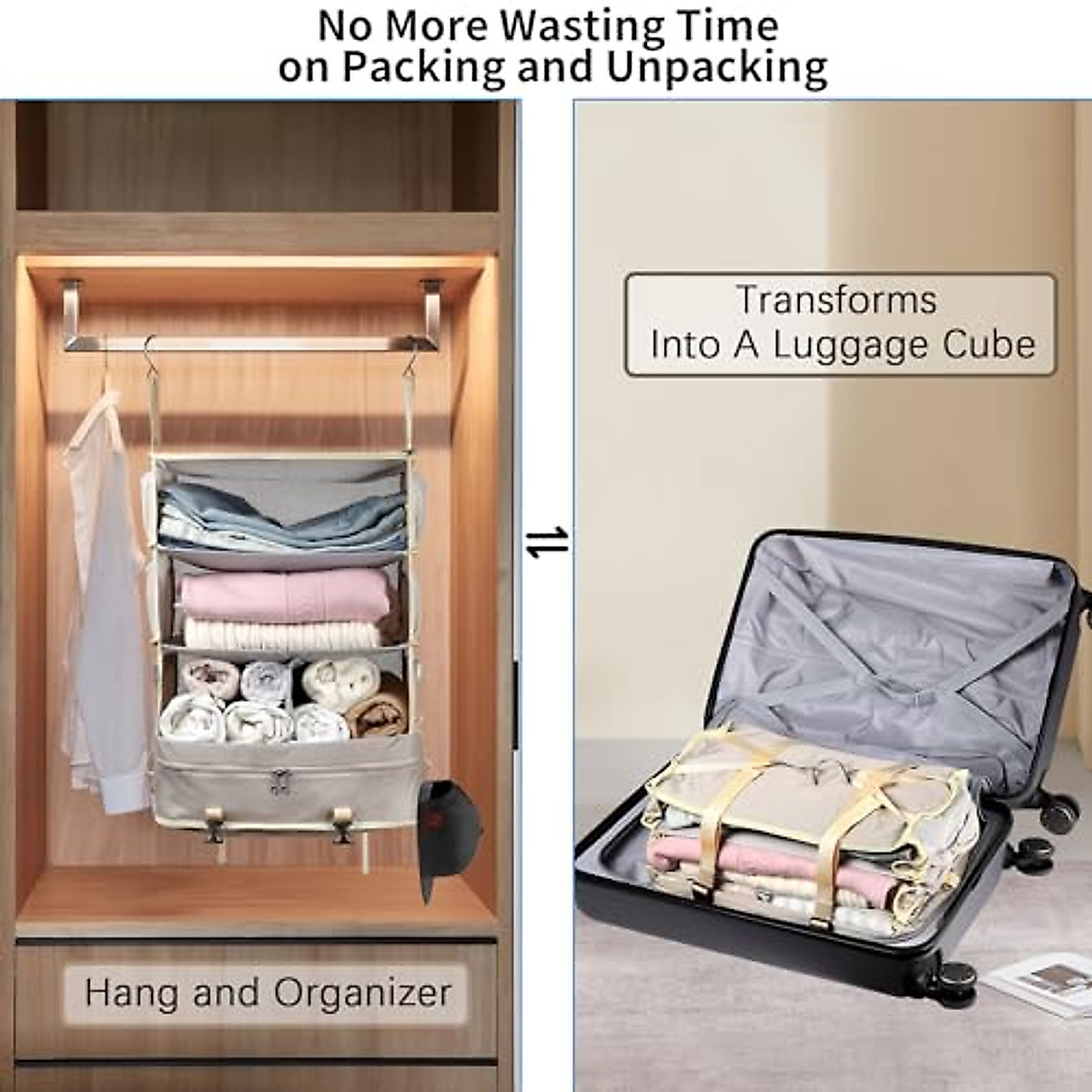 Bukere Hanging Travel Shelves Cube for Luggage Suitcase