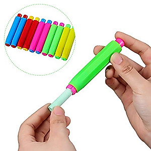 10 Pieces Colorful Plastic Chalk Holder Adjustable Chalk Clips with Storage Case and 2 Pieces Magnetic Chalkboard Erasers for School Office Whiteboard Supplies