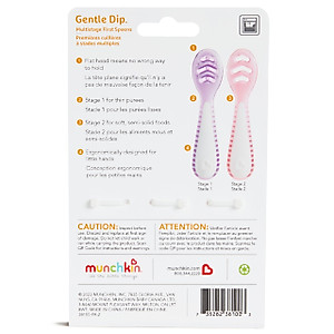 Munchkin® Gentle Dip™ Baby Spoons for Self Feeding and Baby Led Weaning, 3 Pack, Pink/Purple