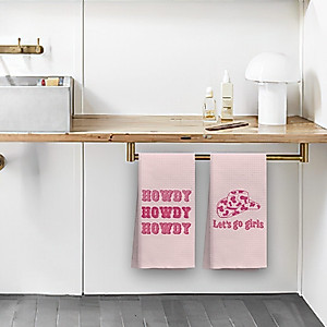 OHSUL Preppy Bathroom Decor, Kitchen Towels Pink, Pink Kitchen Towels Hand Dish Towels, Hot Pink Bathroom Accessories Pink Bathroom Decor, Pink Kitchen Decor, Pink Cowgirl Decor