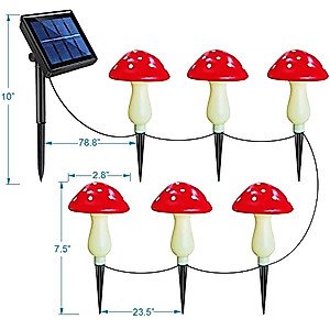 Abkshine New Upgraded Set of 6 Red Solar Mushroom Lights Garden Outdoor Decor, 8 Modes Waterproof Mushroom Solar Lights for Garden Pathway Landscape Yard Easter Pathway Halloween Xmas Decorations