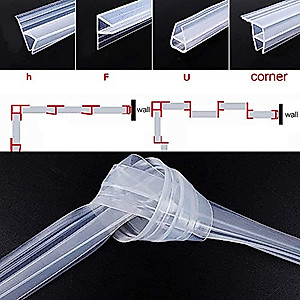 Queenbox Shower Door Seal Strip 120 inches Cuttable Length, 20mm Extended Water Retaining Edge, Frameless Glass Door/Window Sweep to Stop Shower Water Leaks, 1/4"(6mm) Glass Thickness, Clear (F-Type)