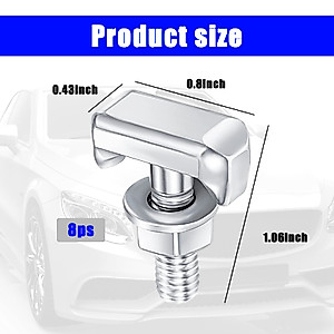 Sodcay 8 PCS Automotive Stainless Steel T-bolt, OEM#19116852 Cable Terminal T, Compatible with Chevy BMW GMC Volkswagen (Silver)