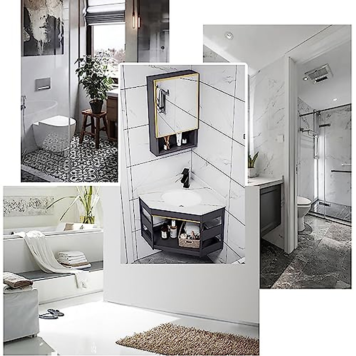 OOCCO Corner Bathroom Vanity,Wall Mount Bathroom Sink,Small Corner Sink,Corner Bathroom Vanity Sink Combo,Above Counter Mini Wall Vanity Vessel Sinks,for Home Kitchen Patio Laundry Room