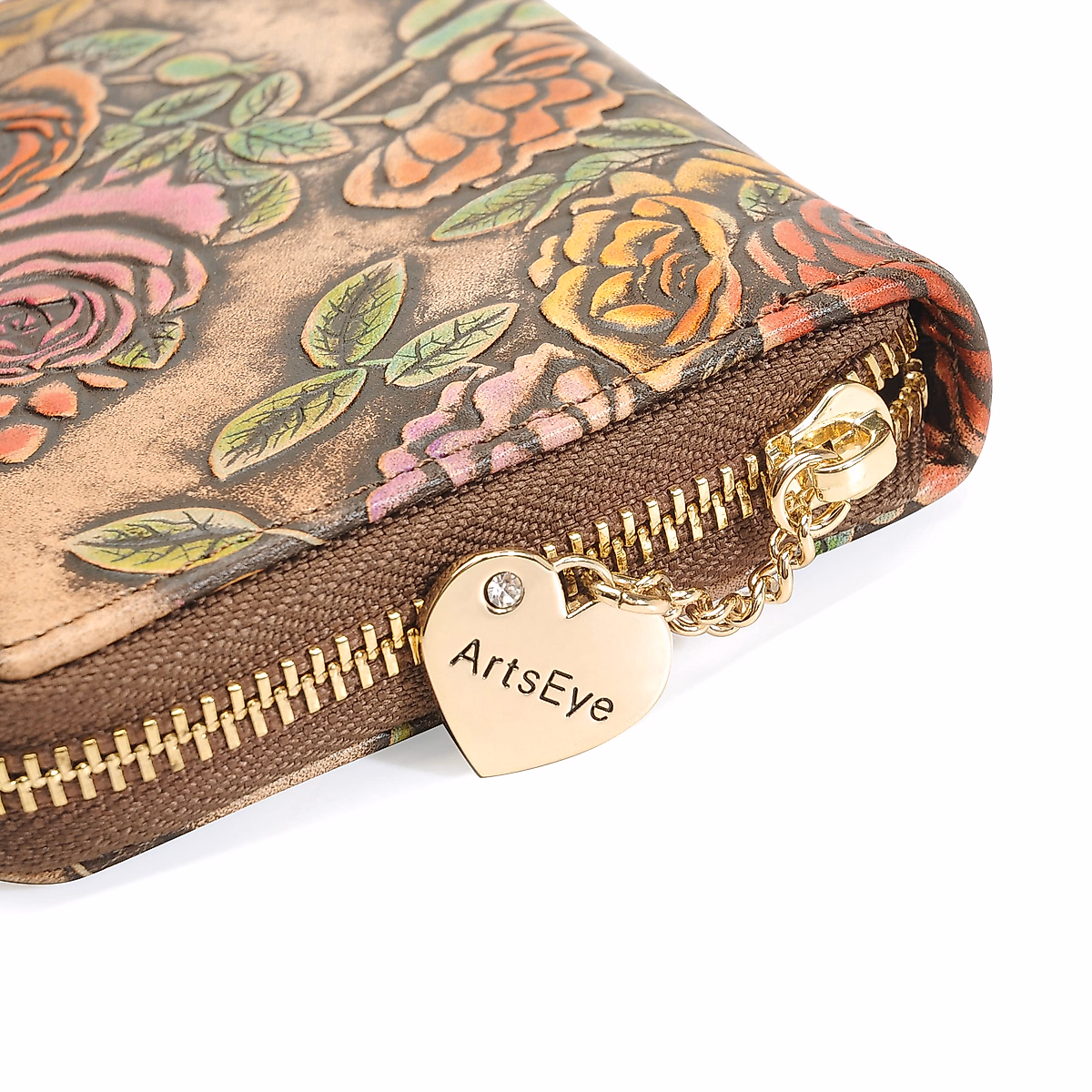 ArtsEye Women's Short Zip Around Wallet (purple rose)