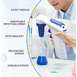 CGOLDENWALL Electric Pipettor Large Volume Automatic Motorized Pipette Filler Portable Pipette Controller for Biology Chemical Lab Speed Adjustable High Accuracy 0.1-200ML