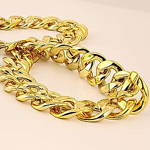 YWQZGYP Big Chunky Plastic Hip Hop Chain Necklace,26",32",36",40" (32 inches, Gold)