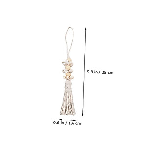 Happyyami 2pcs Wedding Tassel Coastal with Household Garland Shells Wooden Pendant Shell Cotton Beads Delicate Wood Pastoral Nautical Bead Boho Decor for Farmhouse Decorations Cowrie Tray