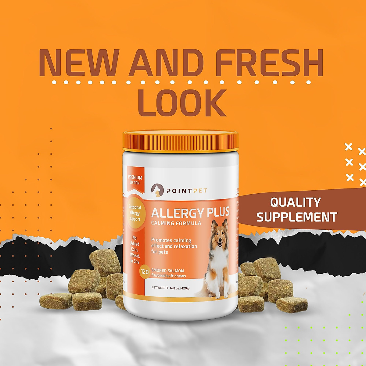 PointPet Allergy Plus Calming Formula for Dogs, 120 Count - Comprehensive Seasonal Allergy Support - Helps & Manages Histamine - Premium 13-in-1 Blend