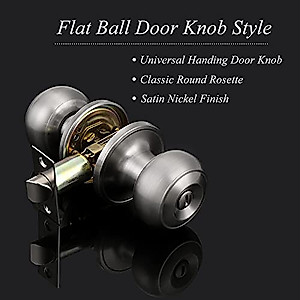 Probrico Colonial Style Privacy Door Knob, Brushed Nickel Bath/Bed Door Lock