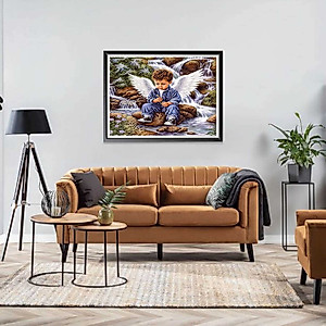 LOMSIOY DIY 5D Diamond Art Kits for Adults, Angels Diamond Painting Kits for Beginner, God Diamond Art with Round Full Drill Rhinestone Crafts Gem Arts for Home Wall Decor 12 * 16 inch