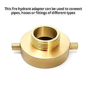 QWORK Brass Fire Hydrant Adapter, Hydrant to Garden Hose Adapter, 2-1/2" NST (NH) Female x 3/4" GHT Male, Fire Equipment Hose Adapter with Pin Plug, 1 Pack