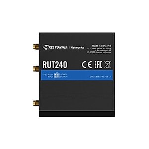 Teltonika RUT2400AU000 Model RUT240 Industrial Cellular Router, Black, for use with All US Carriers (ATT, T-Mobile, Bell, and Verizon), 4G, 3G and 2G Frequencies, WiFi, WAN and LAN Ports