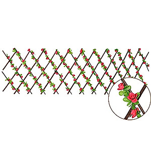 ZXCFTG Artificial Flower Fence Screen, Artificial Hedge with Flowers Expandable Fence Privacy Screen for Backdrop Garden Backyard Home Decorations