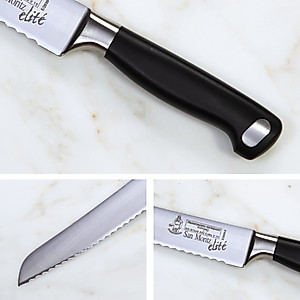 Messermeister San Moritz Elite 9” Scalloped Bread Knife - Fine German Steel Alloy Blade - Rust Resistant & Easy to Maintain