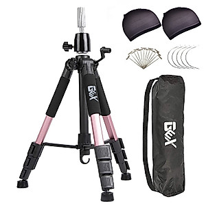 GEX 55" Mannequin Tripod Stand Canvas Block Training Doll Manikin Head Wig Stand for Cosmetology Hairdressing (Rose Gold)