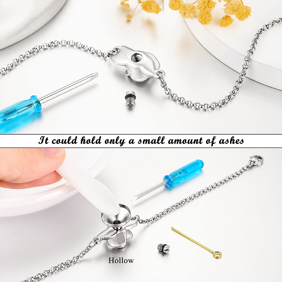 XIUDA Urn Bracelet for Ashes Rose Ashes Bracelet for Women Cremation Bracelet Ashes Holder Bangle Link Chain