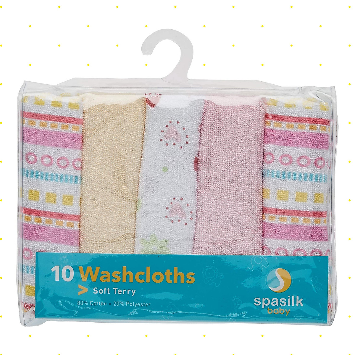 Spasilk Washcloth Wipes Set for Newborn Boys and Girls, Soft Terry Washcloth Set, Pack of 10, Pink Lines