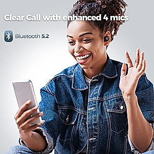 Wireless Earbuds ANC, Bluetooth 5.2 Active Noise Canceling Headphones w/35H Playtime and Punchy Bass, Sport Earphones w/Wireless Charging, Touch Control, Twins and Mono Modes, IPX8