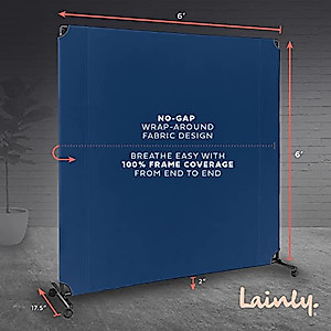 Lainly Rolling Room Divider Wall - Made in North America (6' L x 6' H, Cobalt Blue) Partition Room Dividers, Temporary Wall, Office Divider, Privacy Screen, Wall Divider & Room Divider Screen