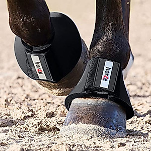 HORZE Pro Overreach Neoprene Horse Bell Boots - Durable and Long-Lasting Protection, Heavy-Duty, Shock-Absorbing, and Tear-Resistant - Sold in Pairs - Black (X-Large)