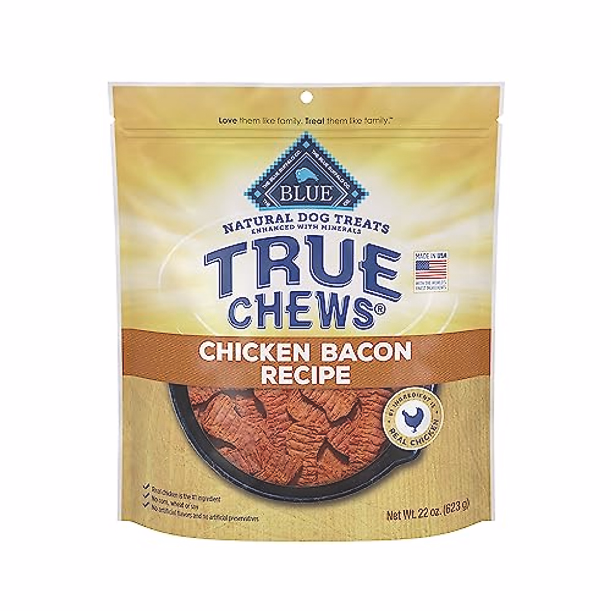 Blue Buffalo True Chews Natural Dog Treats, Chicken Bacon Recipe, 22 oz bag