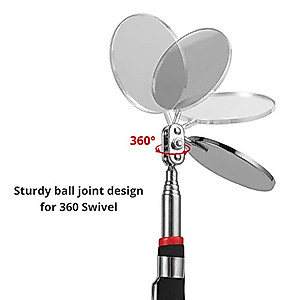 6Pack Telescoping Magnetic Pick-Up Tool with 15lb/1lb Pick Up Rod, Round and Square 360° Swivel Adjustable Inspection Mirror and Telescoping Flexible LED Flashlight