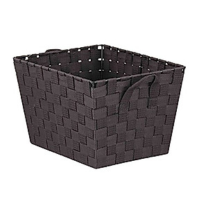 Home Basics Non-Woven Strap Handle Bin (Brown, Medium)