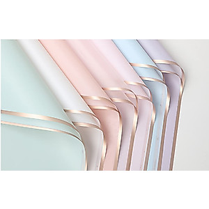 20 Counts Fresh Flowers Wrapping Paper,Waterproof Florist Bouquet Paper and 35 Yards 1" Fabric Ribbons Set,Gift Packaging or Gift Box Packaging,DIY Crafts,Florist Bouquet Supplies 23x23 (Rose Pink)