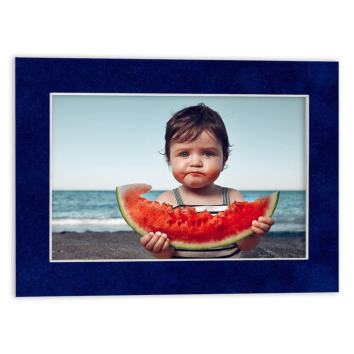 8x11 Mat Bevel Cut for 5.5x8.5 Photos - Acid Free Brooke Blue Suede Precut Matboard - For Pictures, Photos, Framing - 4-ply Thickness