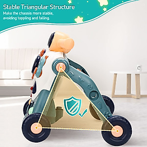 Kirumie 6 in 1 Learning Walker for Babies, Sit to Stand Baby Walker, Multiple Baby Activity Center with Music and Lights, Adjustable Push Walkers for Babies Boys Girls Toddlers Over 9 Months