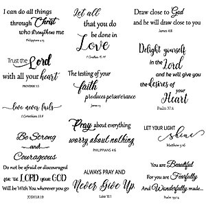 Generic 12 Pieces Bible Verse Wall Stickers,Inspirational Quotes Christian Wall Decals,Scripture Wall Decals,Peel and Stick,Motivational Wall Decal for Living Room Bedroom Bathroom Office, Black