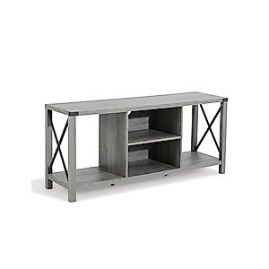 Evajoy TV Stand for TV up to 65 inches, 55" Industrial Wood and Metal TV Console Table with Open Storage Shelves, Modern TV Cabinet Entertainment Center for Living Room Bedroom, Grey