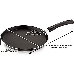 Sahishnu Online And Marketing Nonstick Dosa Pan, Black, Aluminium, 285mm x 11mm x 0.5in