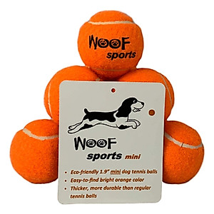 Woof Sports small TENNIS BALLS for Dogs (1.9") - 12 Orange Durable and Easy to Find Mini Tennis Balls for Small Dogs and Puppies. includes Carrying Bag.