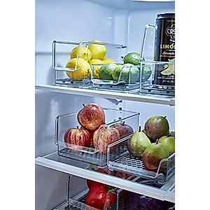 Spectrum Diversified Hexa in-Fridge Small Refrigerator Bin for Storage and Organization of Fruit Vegetables Produce and More, 8.5 x 4 x 2.25, Clear Frost