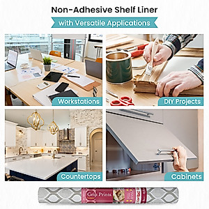 Con-Tact Brand Grip Prints Durable Adhesive Non-Slip Shelf and Drawer Liner, 18" x 4', Savoy Stone