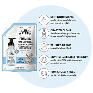 J.R. Watkins Foaming Hand Soap Refill, Moisturizing Foam Hand Wash, All Natural, Alcohol-Free, Cruelty-Free, USA Made, Ocean Breeze, 28 fl oz, 3 Pack