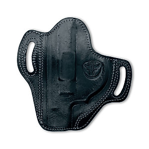 Cardini Leather OWB Leather Holster for S&W J Frame, for Ruger LCR and SP101, and Other 38 Special Snub Nose Revolver up to 2.25" Barrel- Midnight Black Right Hand