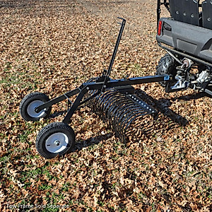Titan Attachments 4' Landscape Rake Add-On Transformer Tow Frame, Bolt-On Rake, 24 Tines, Gardening Tool, Landscaper, and Grass Comb