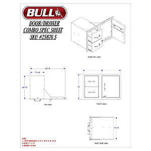 Bull Outdoor Products 25876 Door/Drawer Combo, 33" x 22", Metallic