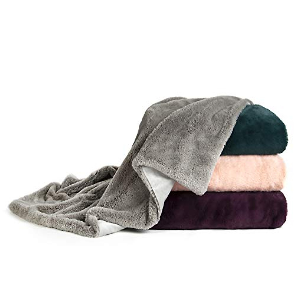 Sleeping Partners Super Soft Double Layer Faux Fur Blanket, 50"x70", Grape/Wine, Throw, Purple