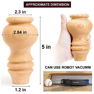 decorluxes Wood Legs for Furniture Set of 4 Kallax Legs Short Table Legs Coffee Table Legs Dresser Legs Set of 4 Bun Feet Gold Natural Woden Things (5 in with Mounting Plates)