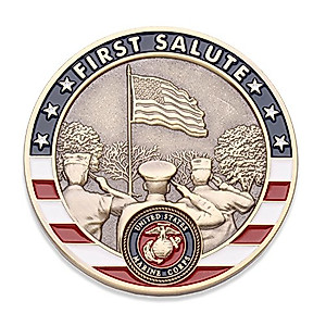 Marine Corps First Salute Challenge Coin - USMC Challenge Coin - Amazing US Marine Corps Military Coin - Designed by Marines for Marines