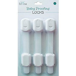 Baby Safety Locks | Child Proof Cabinets, Drawers, Appliances, Toilet Seat, Fridge and Oven | Tools Not Required | Uses 3M Adhesive with Adjustable Strap and Latch System (6-Pack, White)