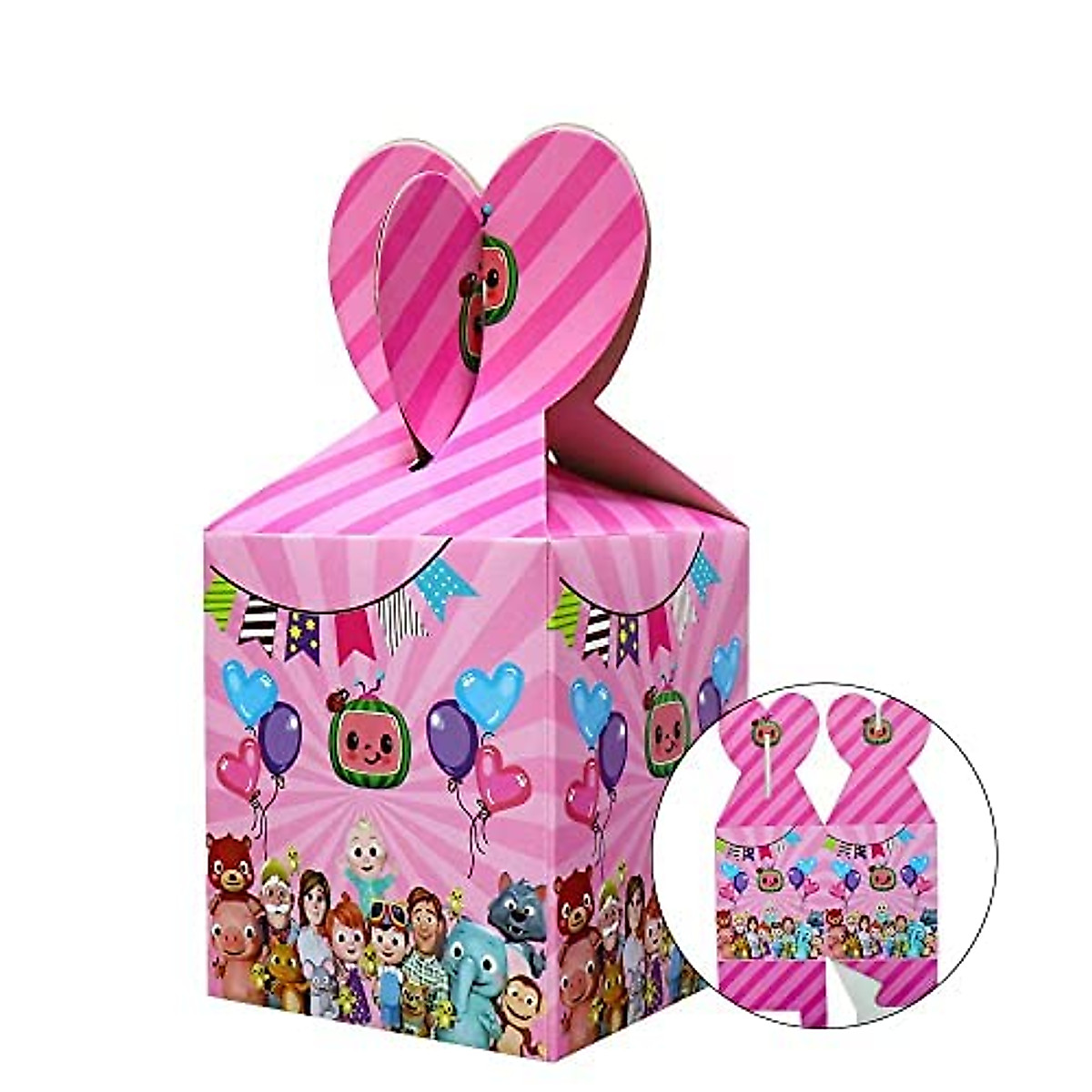 Pink Cartoon Candy Treat Boxes,12Pcs Cartoon Candy Gift Boxes Birthday Party Supplies Goodies Snack Box Gift Bags