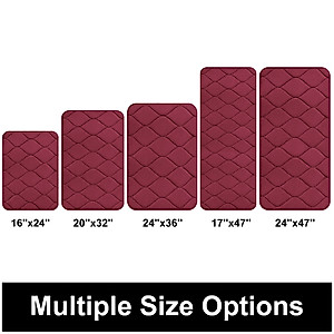Colorxy Memory Foam Bathroom Rugs, Ultra Soft & Non-Slip Bath Mat, Water Absorbent and Machine Washable Bath Carpet Rug for Shower Bathroom Floor Rugs, 24''x16'', Burgundy