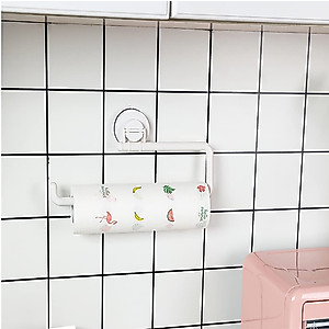 TAOXPING Vacuum Suction Cup Paper Towel Holder for Kitchen & Bathroom Removable Tissue Paper Holder Towel Holder Wall Mount or Under Cabinet