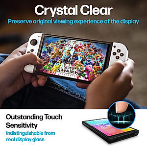 Power Theory Designed for Nintendo Switch OLED 7" Screen Protector Tempered Glass [9H Hardness], Easy Install Kit, 99% HD Bubble Free Clear, Case Friendly, Anti-Scratch, 2 Pack