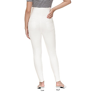 Women's Maternity Jeans Skinny Butt Lift Slim Stretch Pants Over Belly with 4 Pockets White M